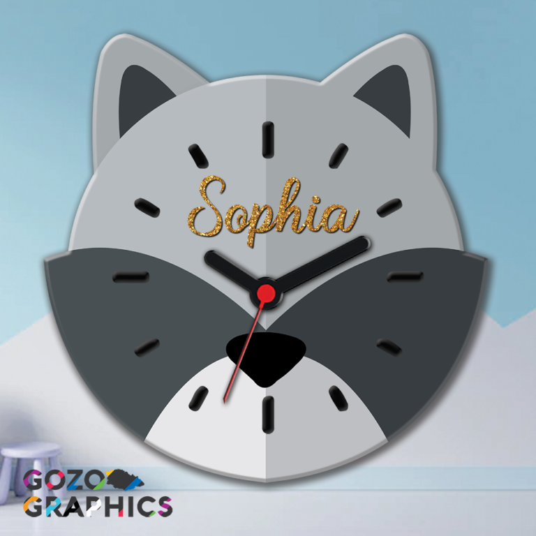 🐾Racoon – animals clock – Gozo Graphics | Print | Signage | CNC