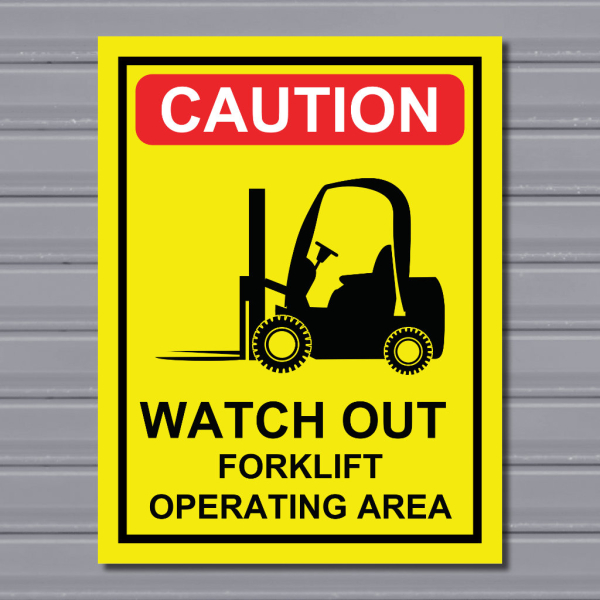 Forklift Operating Area – Caution Warning Sign - Gozo Graphics | Canvas ...