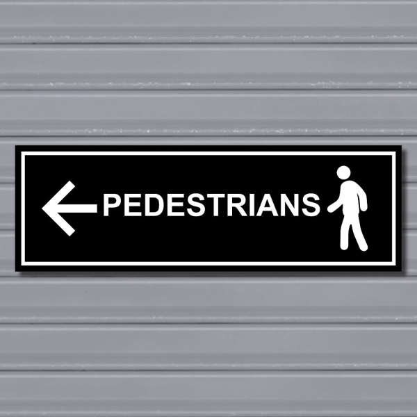 Pedestrians This Way – Left Arrow Directional Sign - Gozo Graphics ...