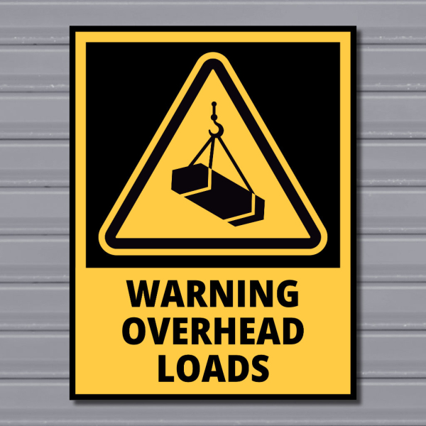 Warning Overhead Loads – Hazard Safety Sign - Gozo Graphics | Canvas ...