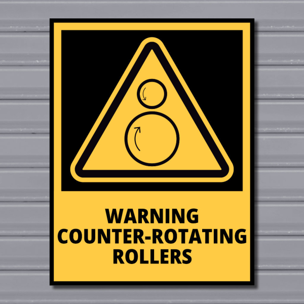 Warning Counter-Rotating Rollers – Hazard Safety Sign - Gozo Graphics ...