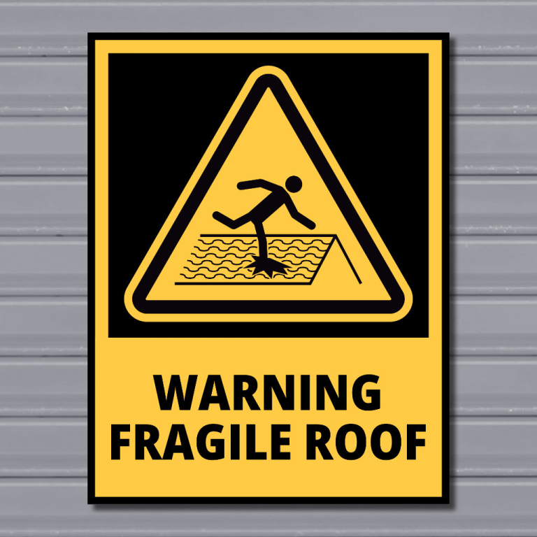Warning Fragile Roof – Hazard Safety Sign - Gozo Graphics | Canvas ...
