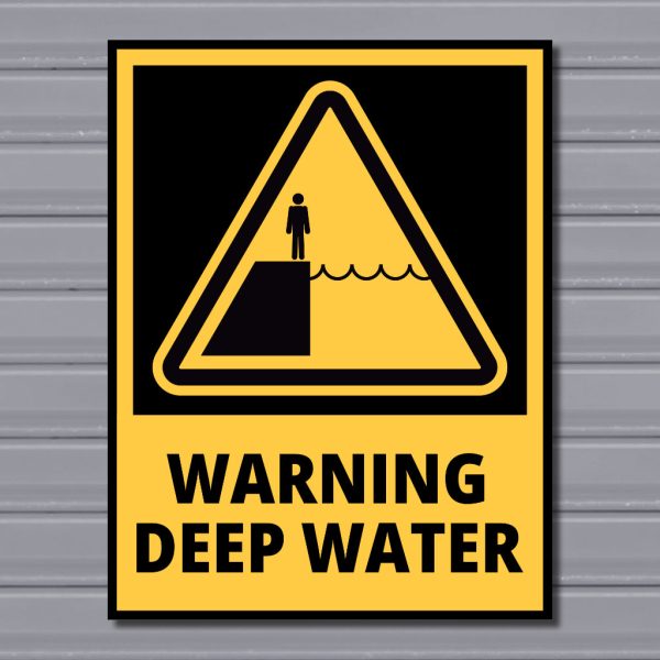 Warning Deep Water – Hazard Safety Sign - Gozo Graphics | Canvas ...